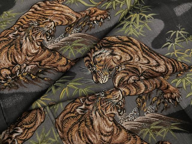 平和屋着物●男性　長襦袢　無双仕立て　手描き　虎　AAAZ7649ph