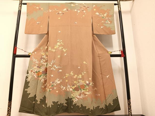 平和屋着物●創業460年・千總　訪問着　駒刺繍　枝花文　金彩　鈴乃屋扱い　正絹　逸品　AAAZ7654ph