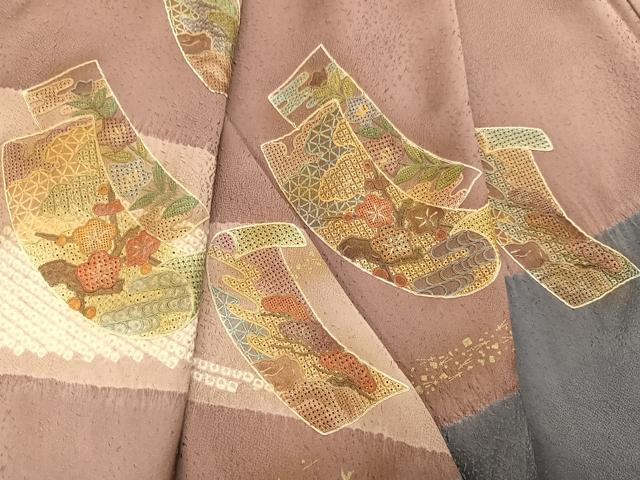 平和屋着物○人間国宝 七代 尾上菊五郎 訪問着 源氏車文 暈し染め 正絹