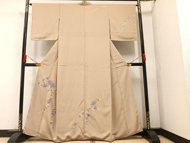 平和屋着物●訪問着　駒刺繍　草花文　金彩　正絹　逸品　AAAZ7671ph