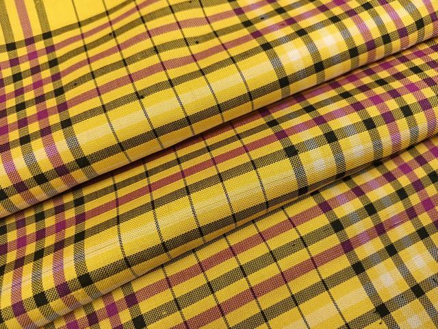 平和屋着物●上質な紬　綾織　格子　正絹　逸品　未使用　AAAZ7674ph