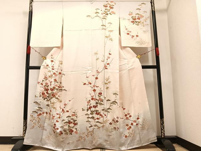 平和屋着物●訪問着　作家物　松竹梅　草花文　暈し染め　金彩　正絹　逸品　AAAZ7680ph