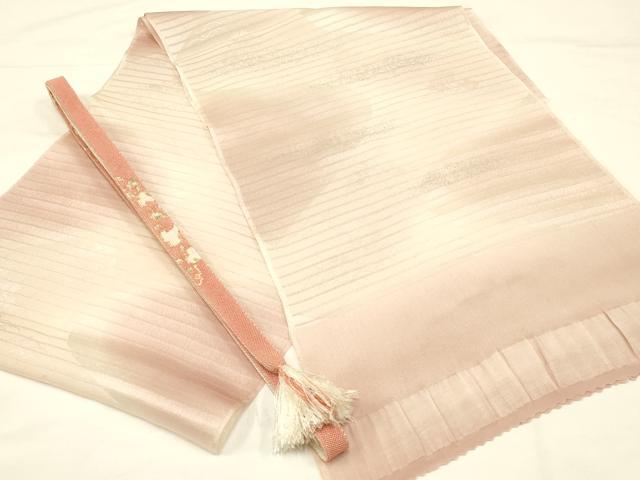 平和屋着物＊夏物　和装小物　帯締め・帯揚げセット　レース組　高麗組　霞文　暈し染め　金銀彩　逸品　AAAZ7783ay