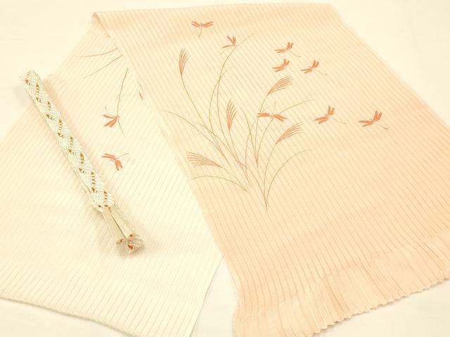 平和屋着物＊夏物　和装小物　帯締め・帯揚げセット　レース組　薄に蜻蛉　暈し染め　逸品　AAAZ7785ay