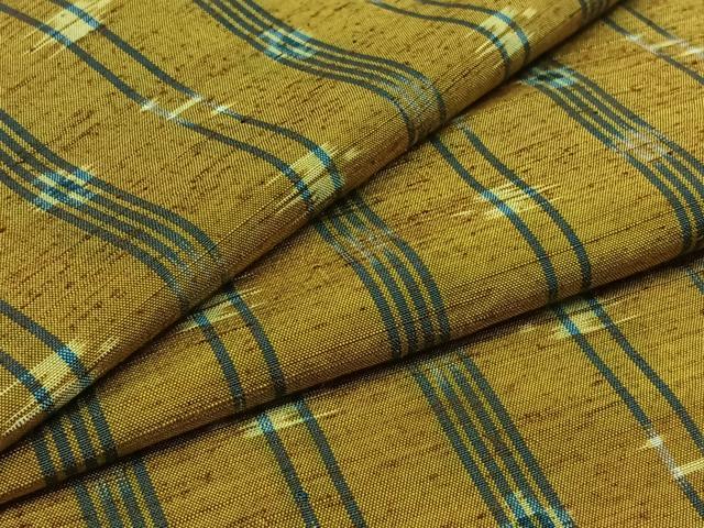 平和屋着物▽本場琉球絣　単衣　紬　手織　正絹　逸品　AAAZ7801jh