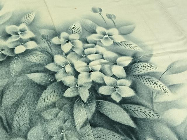 平和屋着物▽訪問着 単衣 草花文 正絹 逸品 AABC3184jh