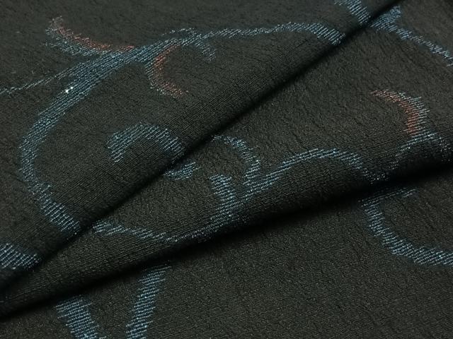 平和屋着物▽上質な紬　単衣　花唐草文　正絹　逸品　未使用　AAAZ7829jh