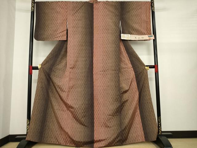 平和屋着物○西陣 紬 三代目市三郎 霞文 反端付き 正絹 逸品