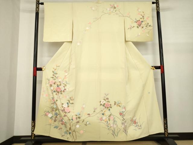 平和屋着物●訪問着　友禅　作家物　枝花文　暈し染め　正絹　逸品　AAAZ8103ck