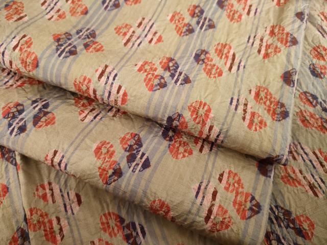 平和屋着物●上質な小紋　絞り　鹿の子縞文　正絹　逸品　AAAZ8106ck