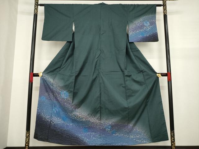 平和屋着物●本場染大島紬　訪問着　絞り　雪輪花文　暈し染め　正絹　逸品　AAAZ8111ck