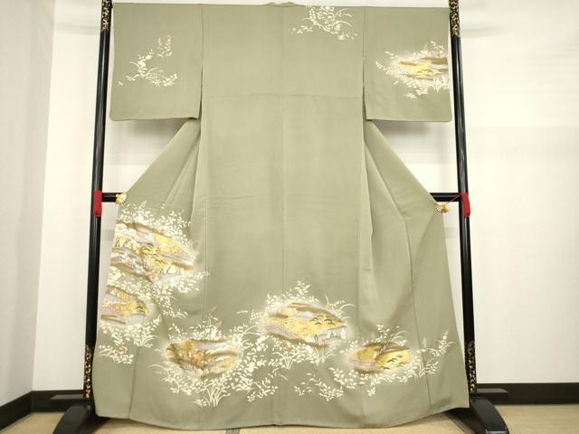平和屋着物●訪問着　駒刺繍　風景花文　金彩　ますいわ屋扱い　正絹　逸品　AAAZ8112ck