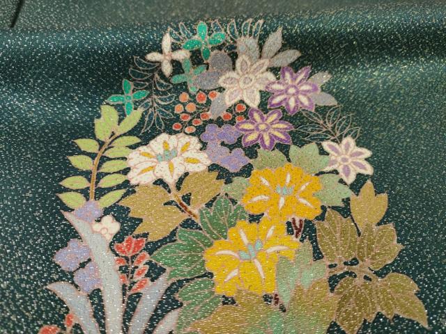 平和屋着物▽中国三大刺繍 スワトウ刺繍 総刺繍 訪問着 単衣 枝花文 暈