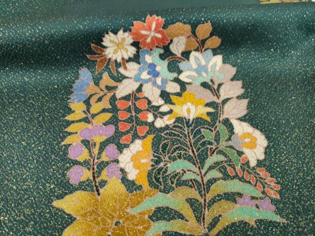 平和屋着物○訪問着 草花文 金銀糸 正絹 逸品 AAAZ8115ck