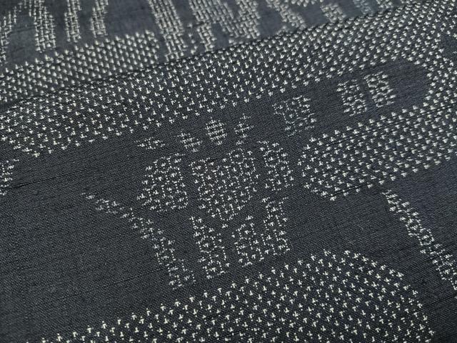 平和屋着物○結城紬 100亀甲 エ霞草花文 正絹 逸品 AAAZ8887ph