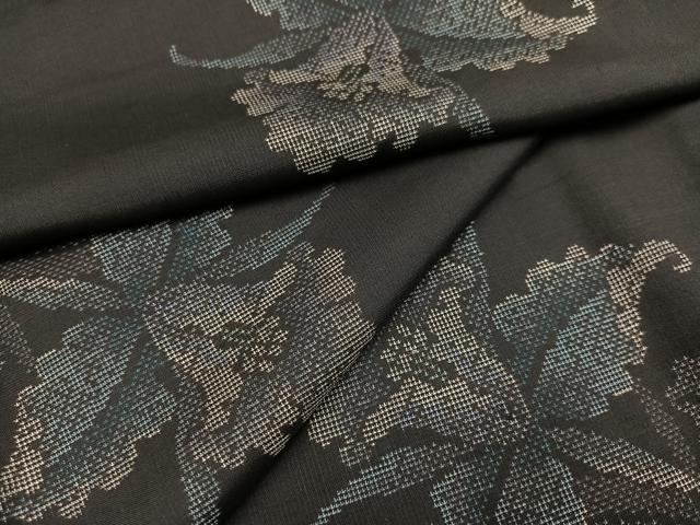 平和屋着物●本場大島紬　カタス7マルキ　地空き　草花文　正絹　逸品　AAAZ8895ph