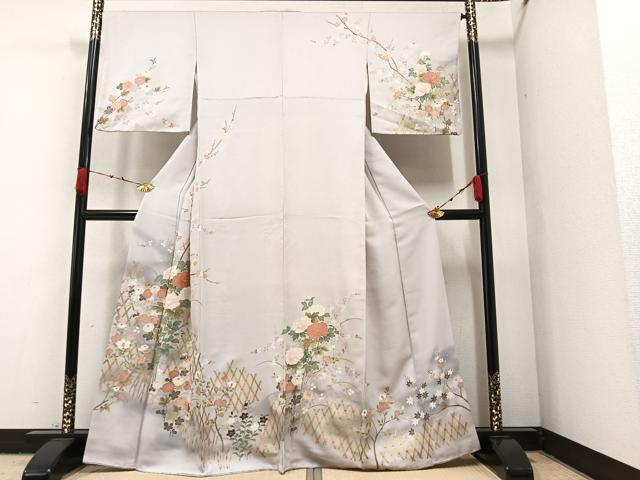 平和屋着物●訪問着　枝花文　暈し染め　金彩　三越扱い　正絹　逸品　AAAZ8914ph