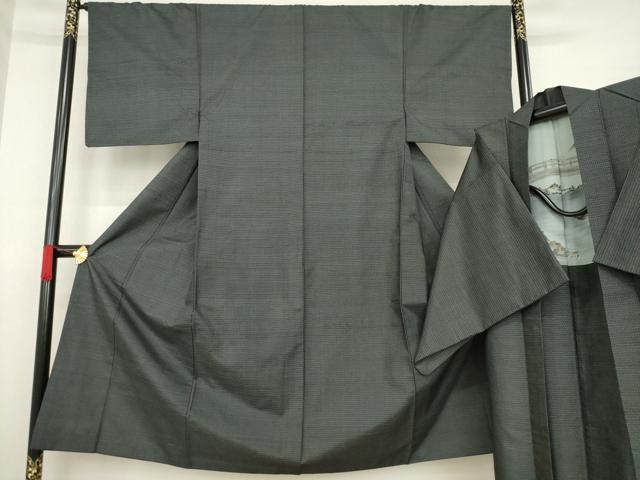 平和屋着物●男性　紬　アンサンブル　80亀甲　正絹　逸品　AAAZ8938ck