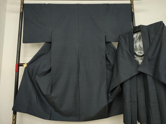 平和屋着物●男性　紬　アンサンブル　亀甲絣　正絹　逸品　AAAZ8941ck