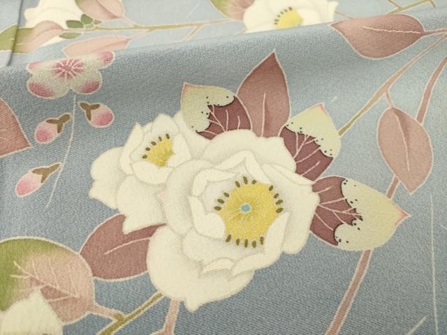 平和屋着物○本加賀友禅作家 藤村建雄 訪問着 山茶花に桜 暈