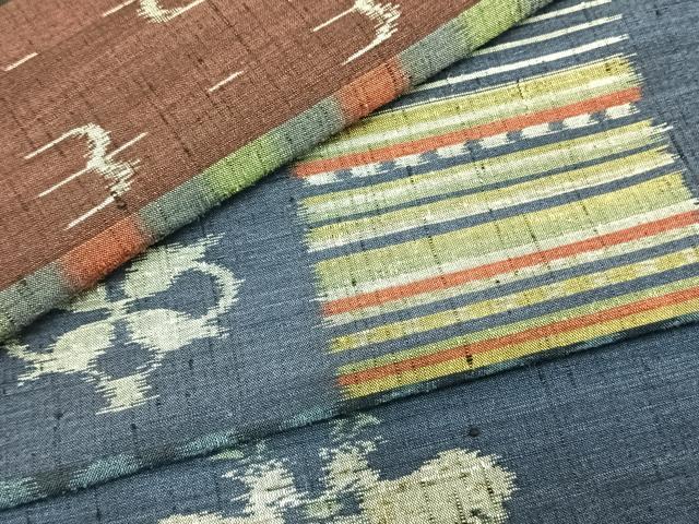 平和屋着物▽上質な紬　単衣　横段文　正絹　逸品　未使用　AAAZ9007fy