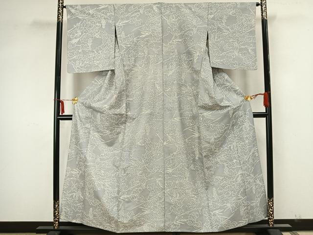 平和屋着物▽石川県指定無形文化財　牛首紬　白山工房　手織り　訪問着　単衣　吉祥文　金彩　正絹　逸品　CAAV3767dy 平和屋着物▽石川県指定無形文化財 牛首紬 白山工房 手織り 単