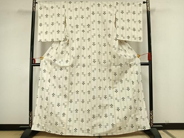 平和屋着物▽上質な紬 単衣 格子間道 黒地 正絹 逸品 CAAV3159ut