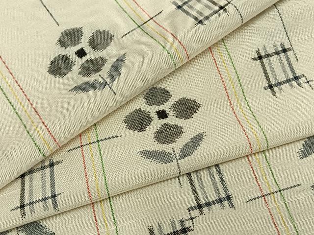 平和屋着物▽上質な紬　単衣　花間道　正絹　逸品　AAAZ9027fy