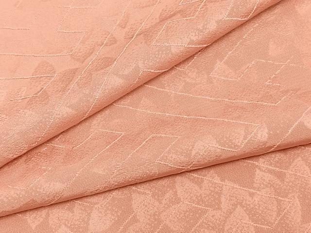 平和屋着物▽上質な色無地　単衣　舞花地紋　紅梅色　正絹　逸品　未使用　AAAZ9057fy