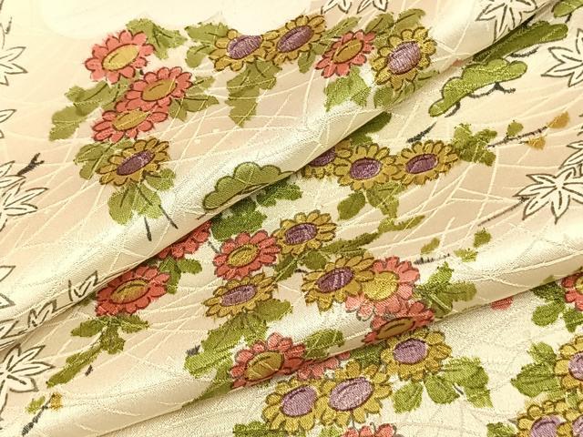 平和屋着物▽上質な小紋　単衣　草花文　正絹　逸品　AAAZ9062fy