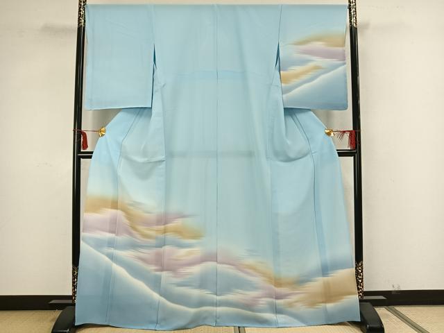 平和屋着物▽訪問着　単衣　霞文　暈し染め　正絹　逸品　未使用　AAAZ9067fy