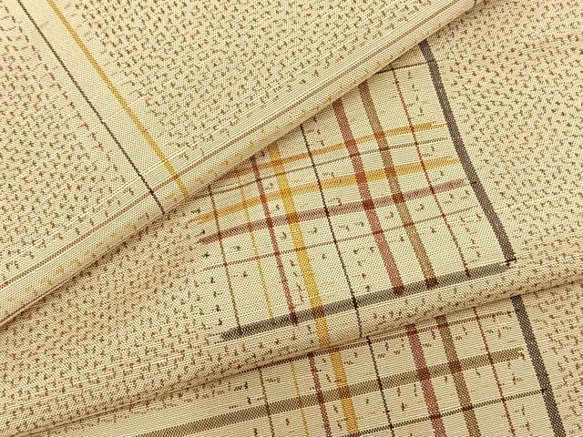 平和屋着物▽上質な紬　単衣　色紙重ね文　正絹　逸品　AAAZ9089fy