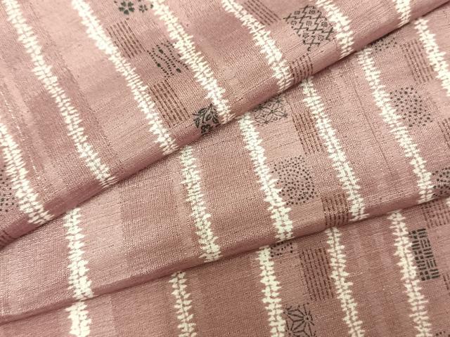 平和屋着物▽小紋　単衣　間道　銀糸　洗える着物　未使用　AAAZ9095fy