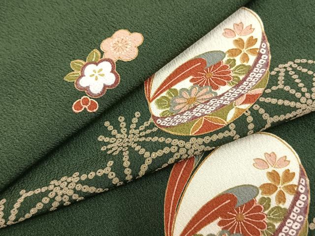 平和屋着物▽小紋　単衣　草花文　兎　ロング丈　洗える着物　未使用　AAAZ9096fy