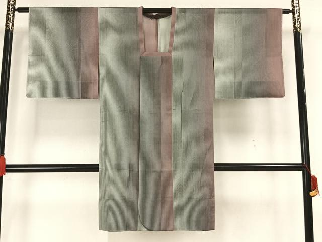 平和屋着物▽道行コート　スリーシーズン　春夏秋　塵除け　縞　ロング丈　正絹　逸品　未使用　AAAZ9103fy