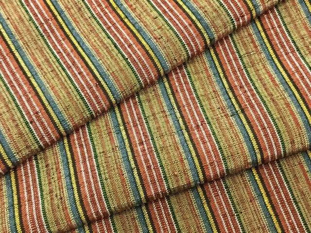 平和屋着物▽上質な紬　単衣　縞　正絹　逸品　AAAZ9119fy