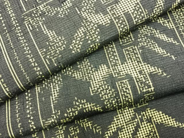 平和屋着物▽上質な紬　単衣　松竹　色紙重ね文　正絹　逸品　AAAZ9133fy