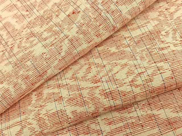 平和屋着物▽上質な紬　単衣　幾何学文　正絹　逸品　AAAZ9135fy