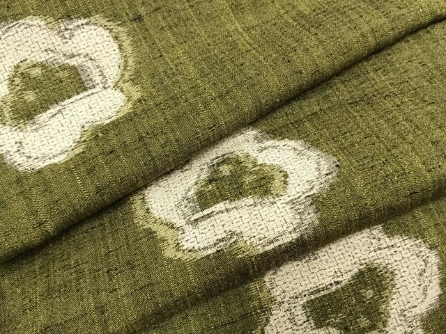 平和屋着物▽上質な紬　単衣　80亀甲　舞花文　正絹　逸品　AAAZ9167fy