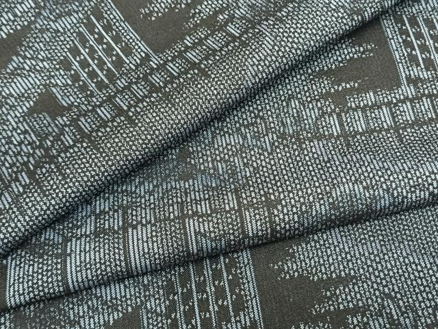 平和屋着物▽上質な紬　単衣　風景文　正絹　逸品　AAAZ9168fy