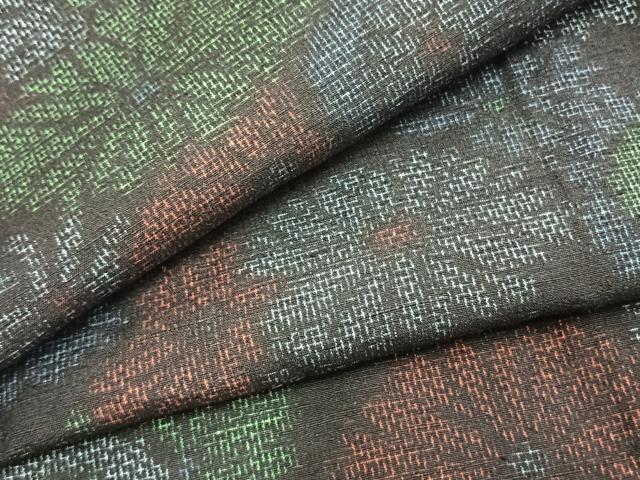 平和屋着物▽上質な紬　単衣　花尽くし　正絹　逸品　未使用　AAAZ9206fy