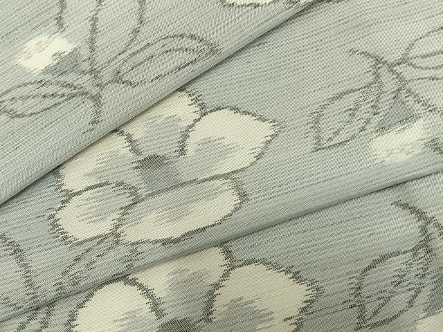 平和屋着物▽上質な紬　単衣　草花文　正絹　逸品　AAAZ9219fy