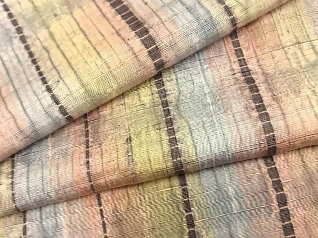 平和屋着物▽上質な紬　単衣　絞り　間道　正絹　逸品　AAAZ9229fy