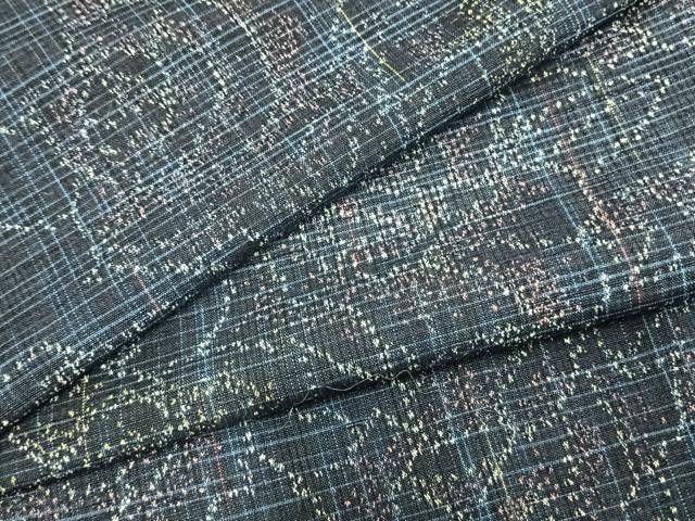 平和屋着物▽上質な紬　単衣　草花文　正絹　逸品　AAAZ9231fy