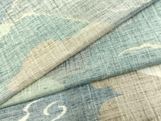 平和屋着物▽上質な紬　単衣　切嵌風景文　正絹　逸品　AAAZ9240fy