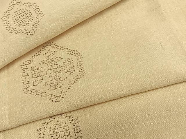 平和屋着物▽上質な紬　単衣　80亀甲　亀甲文　正絹　逸品　AAAZ9258fy