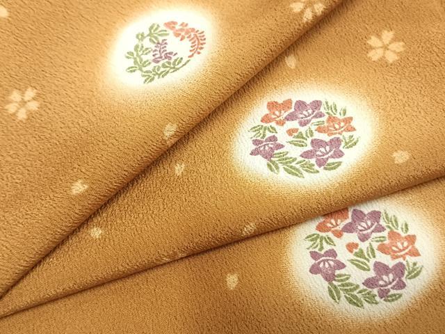 平和屋着物▽小紋　単衣　花丸文　洗える着物　AAAZ9283fy