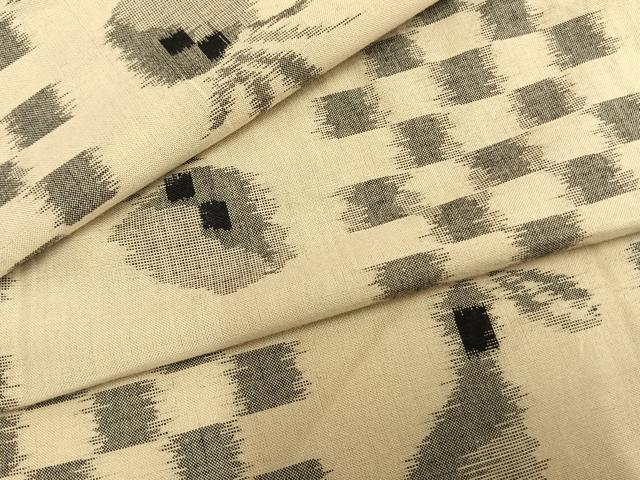 平和屋着物▽上質な紬　単衣　市松文様　正絹　逸品　AAAZ9292fy