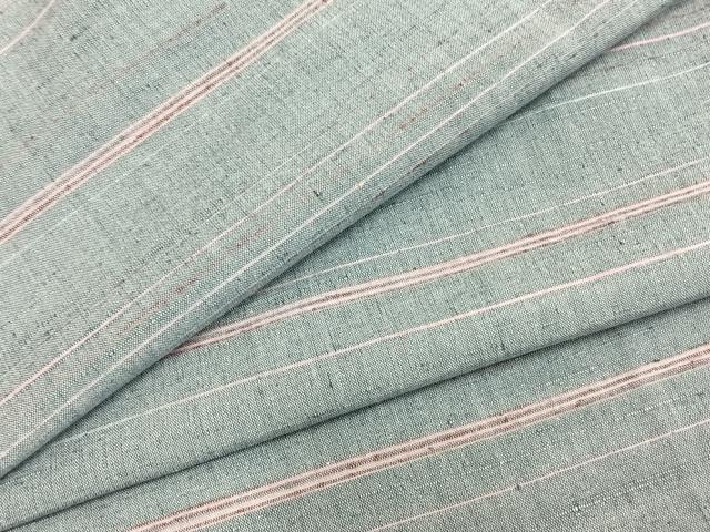 平和屋着物▽上質な紬　単衣　横縞　正絹　逸品　未使用　AAAZ9305fy