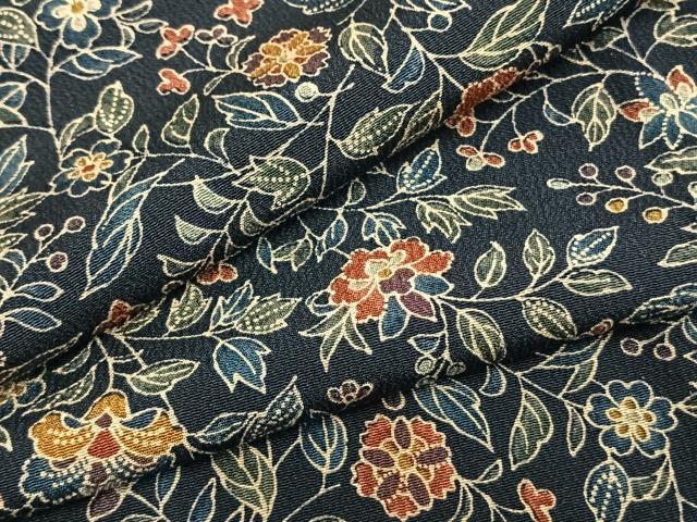 平和屋着物▽上質な小紋　単衣　草花文　正絹　逸品　AAAZ9315fy